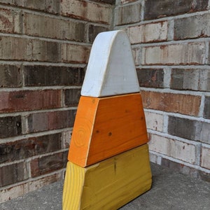 Candy Corn Block / Rustic Wood Fall Block / Halloween Decor - Etsy