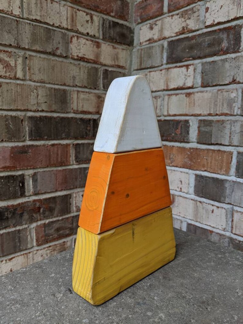 Candy Corn Block / Rustic Wood Fall Block / Halloween Decor - Etsy