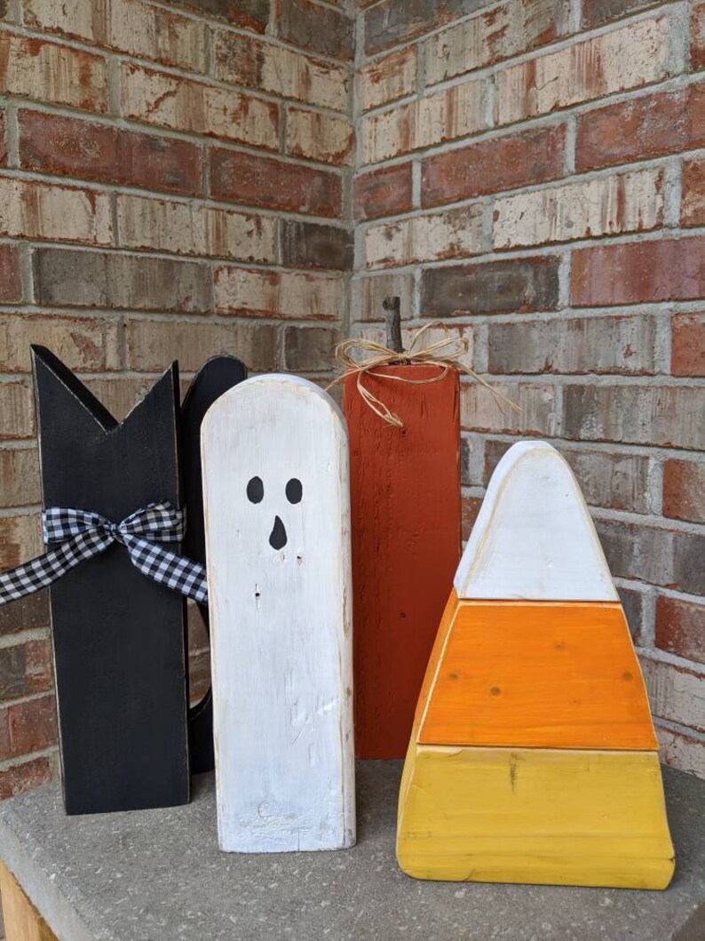 Candy Corn Block / Rustic Wood Fall Block / Halloween Decor - Etsy