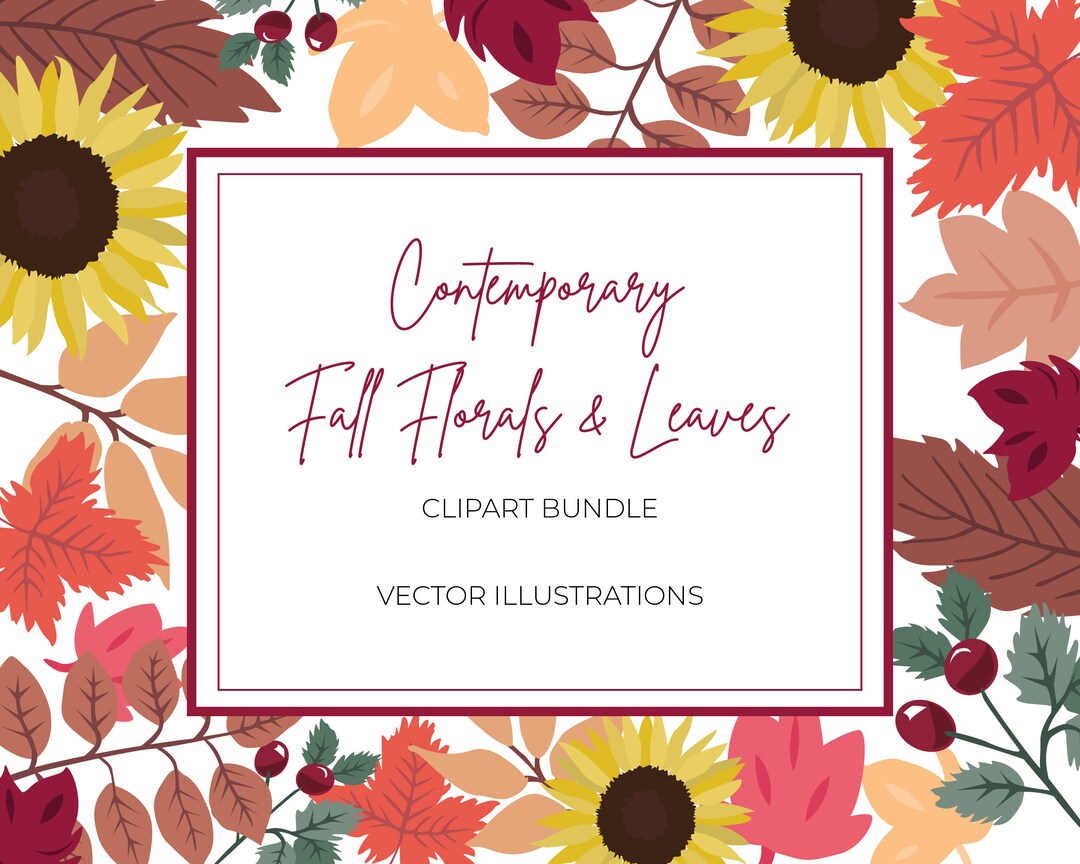 Contemporary Fall Florals & Leaves Vector Illustrations | Digital ...