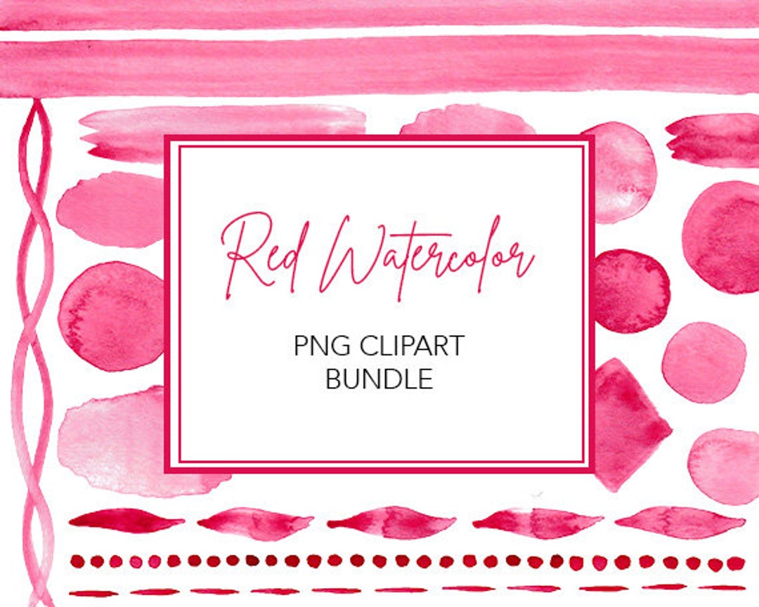 Red Watercolor PNG Clipart Bundle | Watercolor Borders Elements, and ...