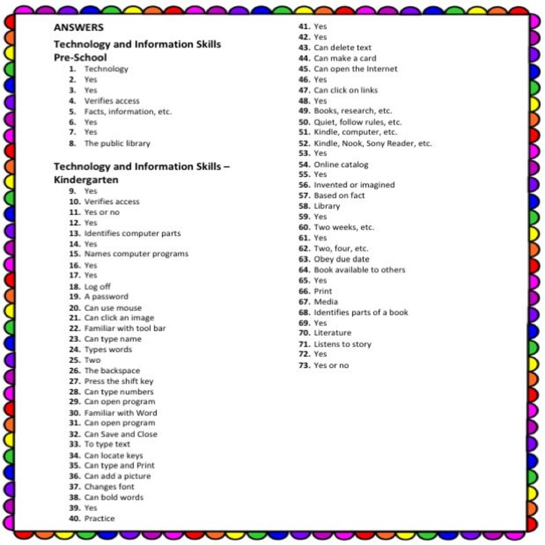 TECHNOLOGY & INFORMATION Skills - Curriculum-aligned Questions ...