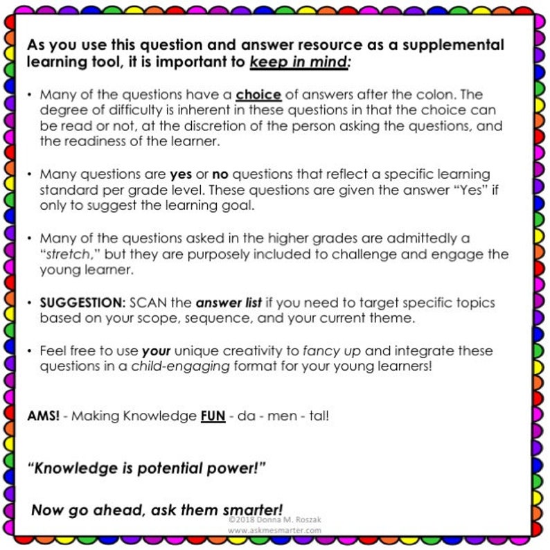 THE ARTS Preschool 2nd Grade Curriculum-aligned Questions Educational ...