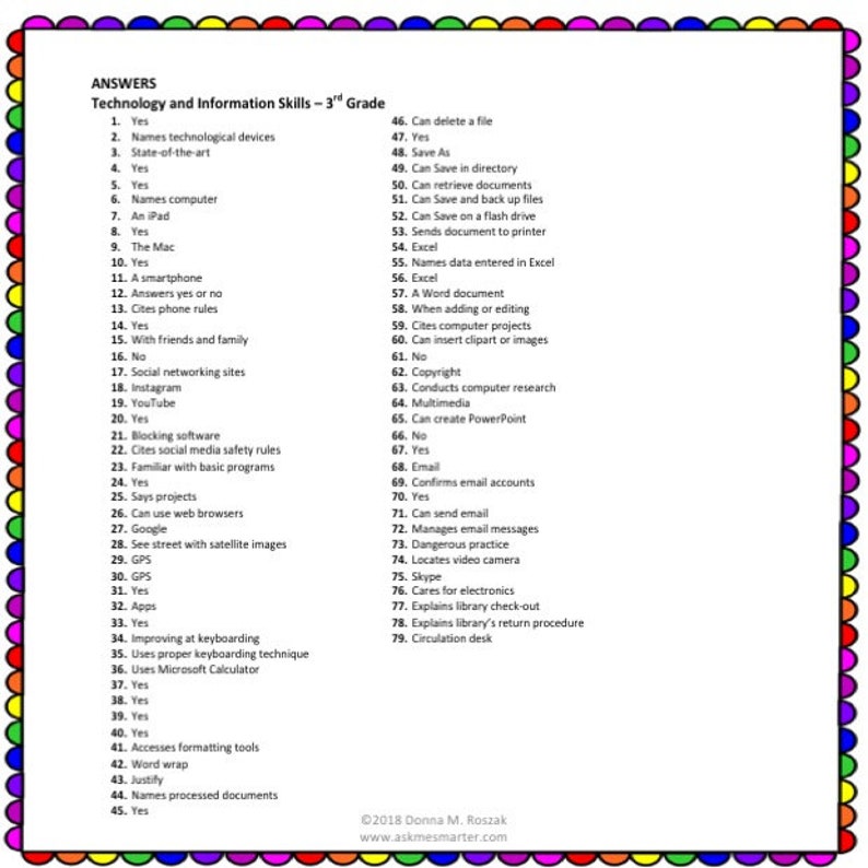 TECHNOLOGY & INFORMATION Skills - 3rd - 5th Grade Curriculum-aligned ...