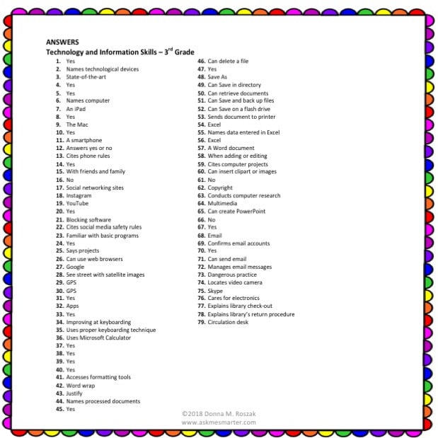 TECHNOLOGY & INFORMATION Skills - 3rd - 5th Grade Curriculum-aligned ...