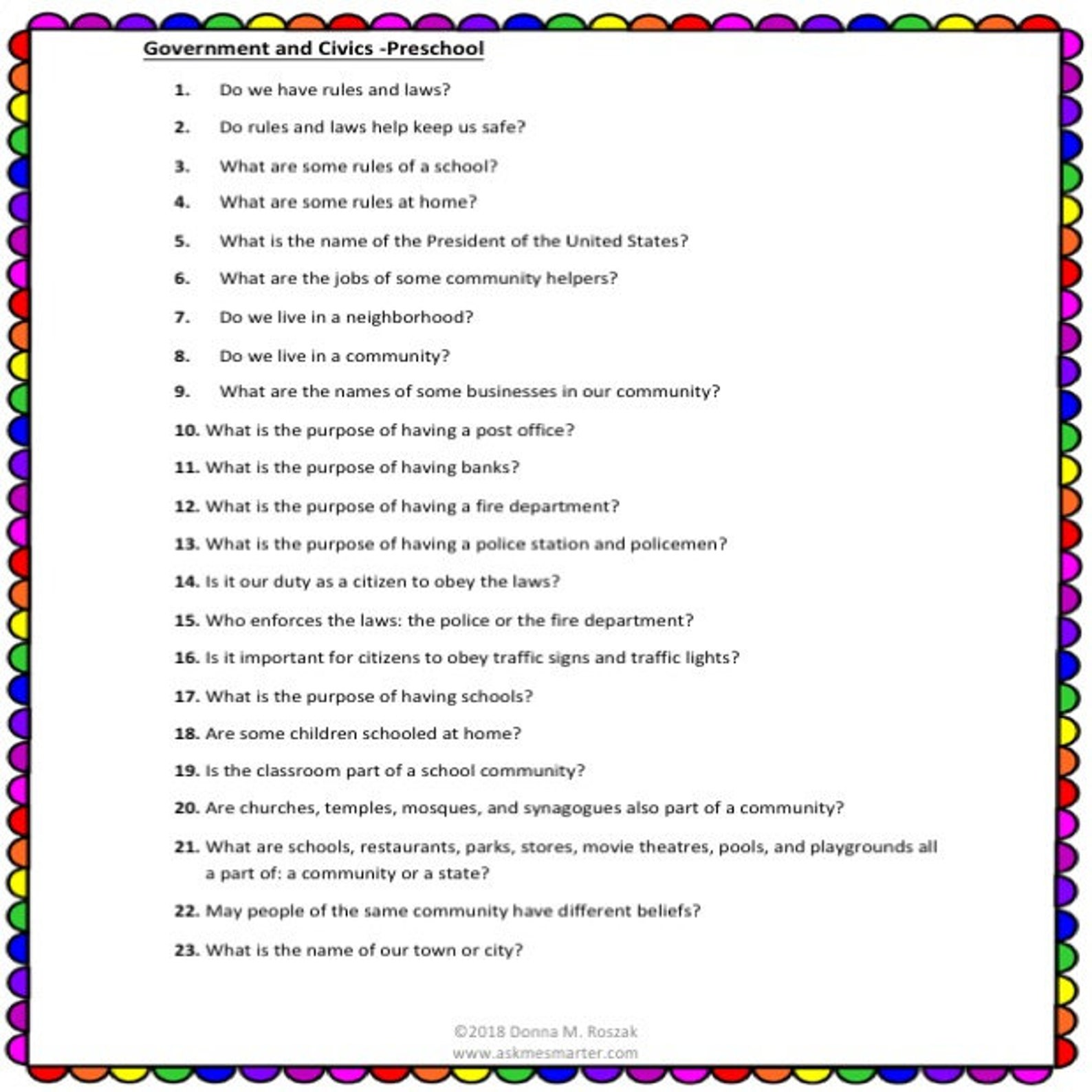 Preschool/kindergarten Homeschool Curriculum Questions-social STUDIES ...