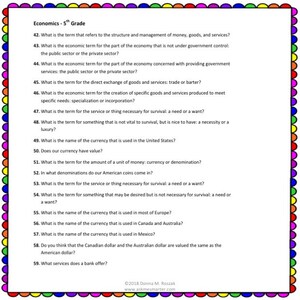 ECONOMICS 3rd - 5th Grade Curriculum-aligned Questions - Educational ...
