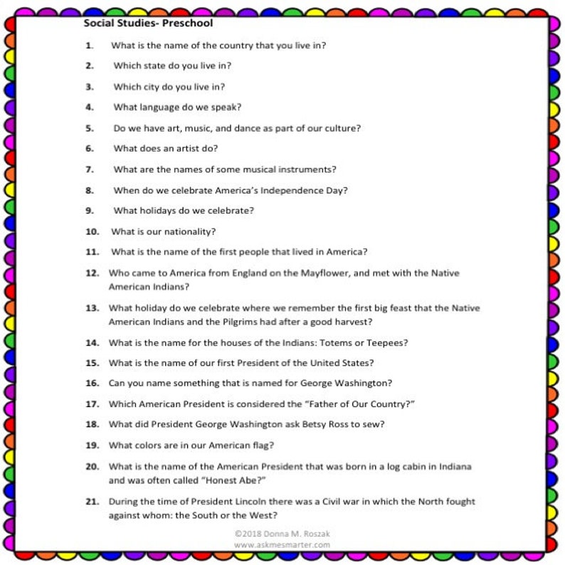Preschool/kindergarten Homeschool Curriculum Questions-social STUDIES ...