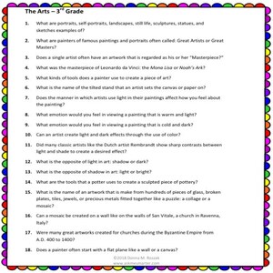 THE ARTS - 3rd - 5th Grade Curriculum-aligned Questions - Educational ...