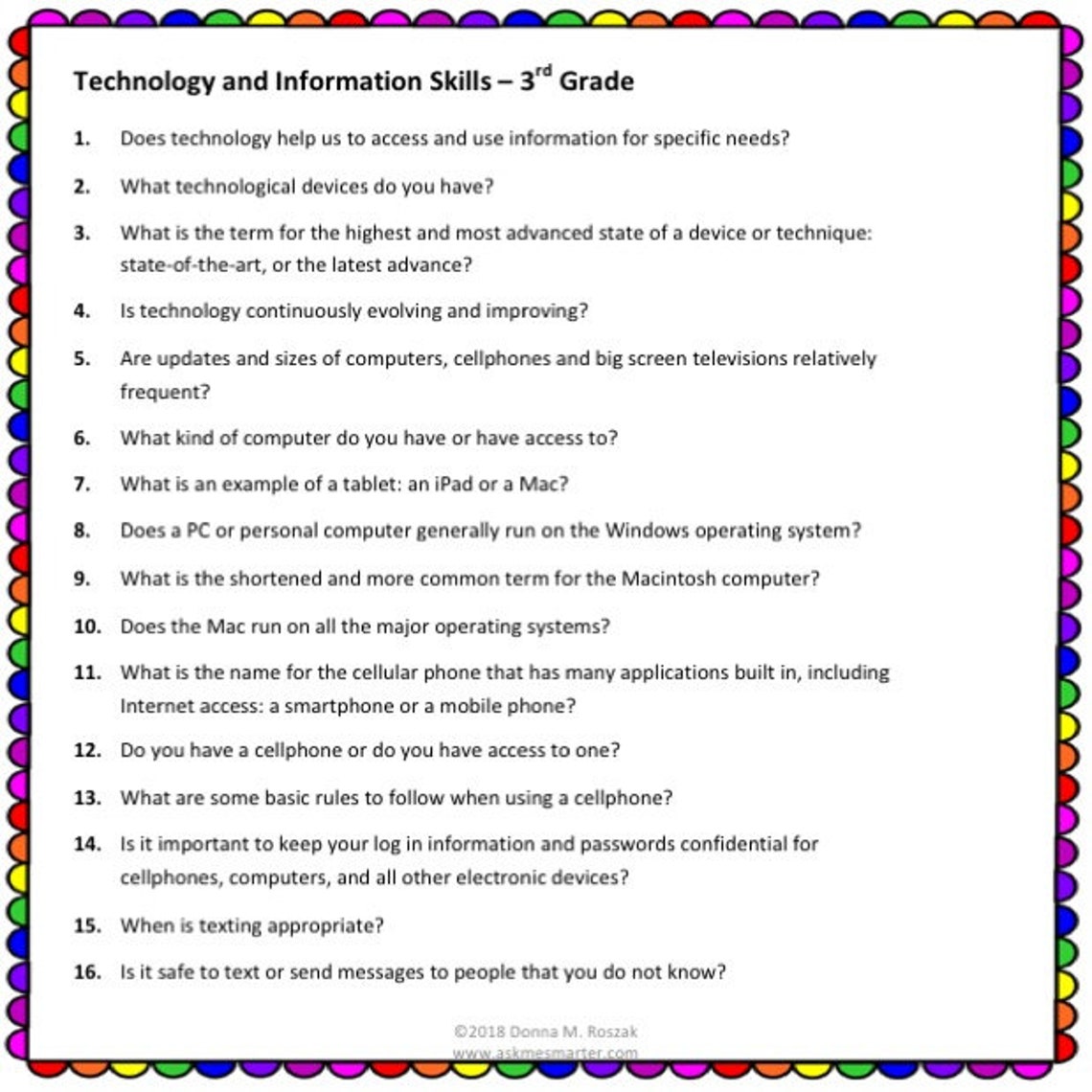 TECHNOLOGY & INFORMATION Skills 3rd 5th Grade Curriculum-aligned ...