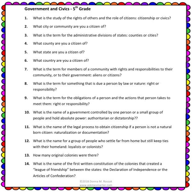 5th Grade Homeschool Curriculum Questions - SOCIAL STUDIES & Civics ...