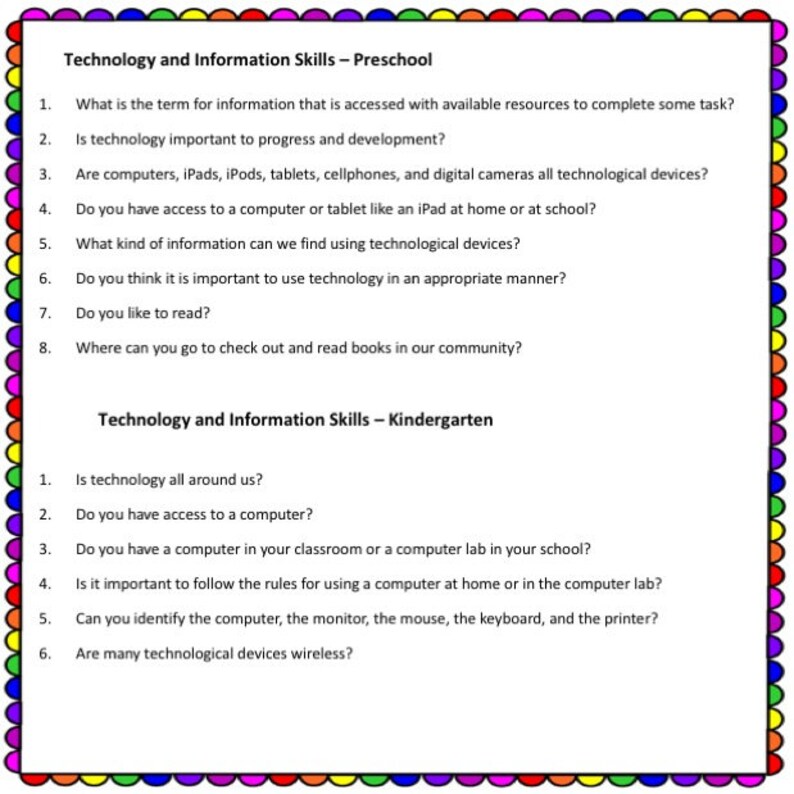 TECHNOLOGY & INFORMATION Skills - Curriculum-aligned Questions ...