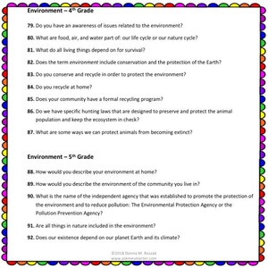 ENVIRONMENT - Preschool-5th Grade Curriculum-aligned Questions ...