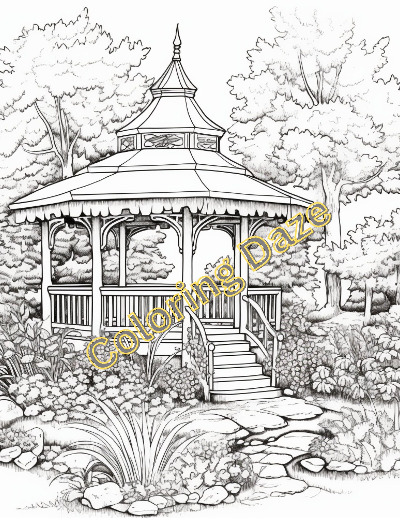 Gazebo Coloring Page - Etsy