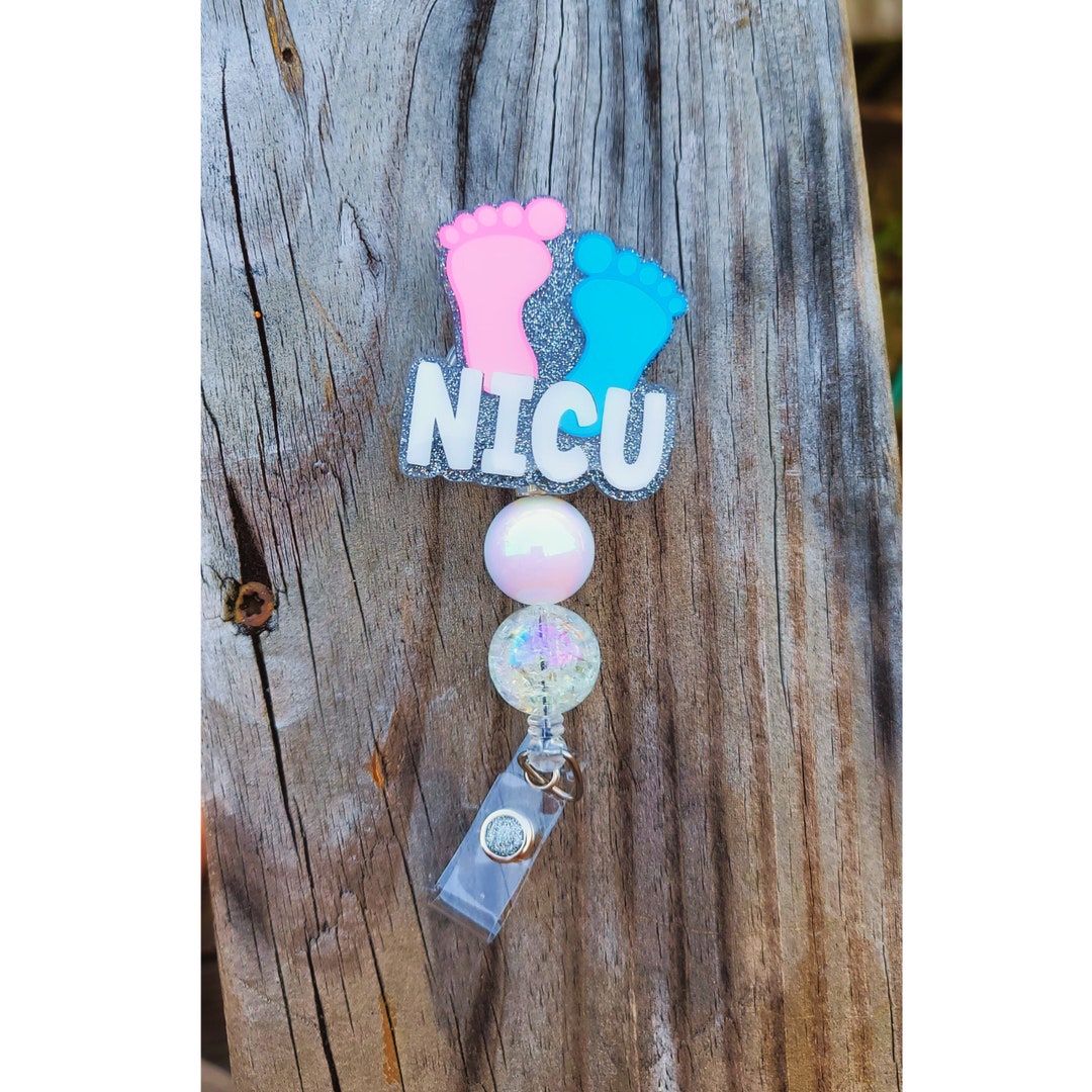 NICU Badge Reel Baby Feet NICU Nurses Medical ID Holder - Etsy