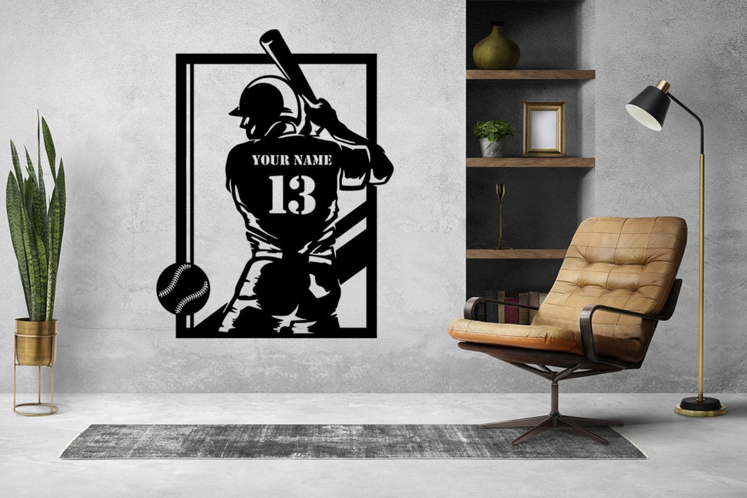 Baseball Player Wall Design Laser Cut Files Instant Download (svg, Dxf ...