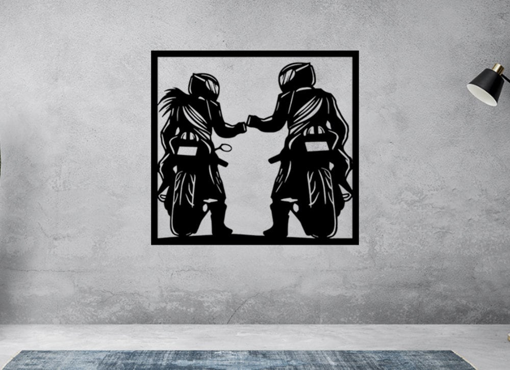 Moto Couple Wall Design Laser Cut Files Instant Download svg, Dxf, Ai ...
