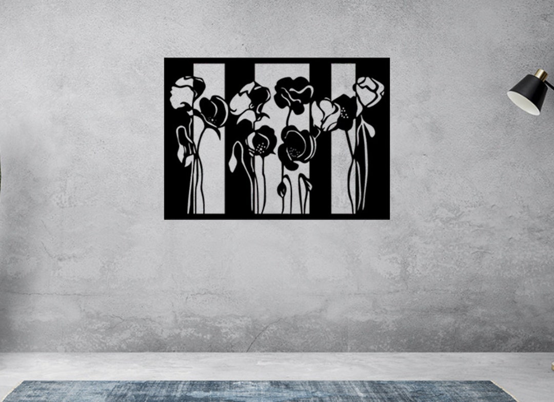 Roses Wall Design Laser Cut Files Instant Download (svg, Dxf, Ai, Pdf ...