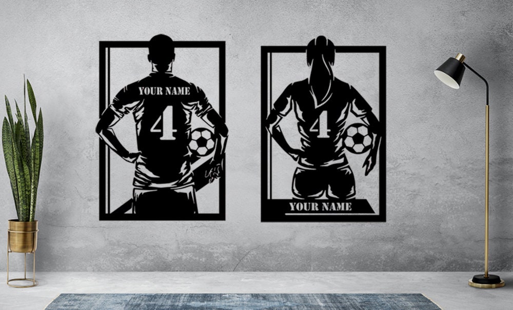 Football Players (male & Female) Wall Design Laser Cut Files Instant ...