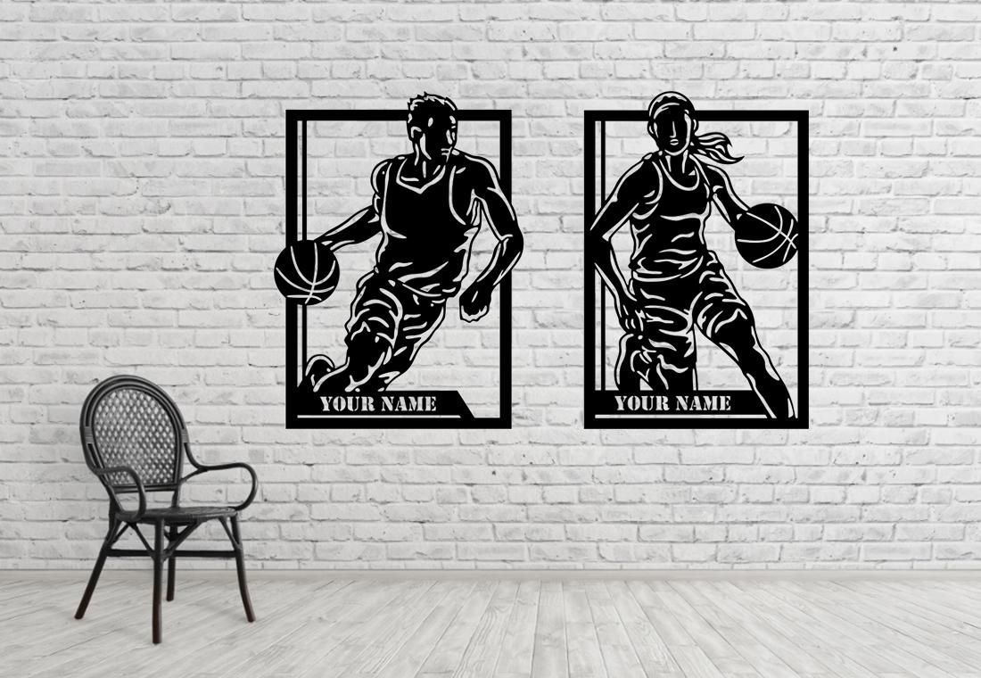 Basketball Players (male & Female) Wall Design Laser Cut Files Instant ...