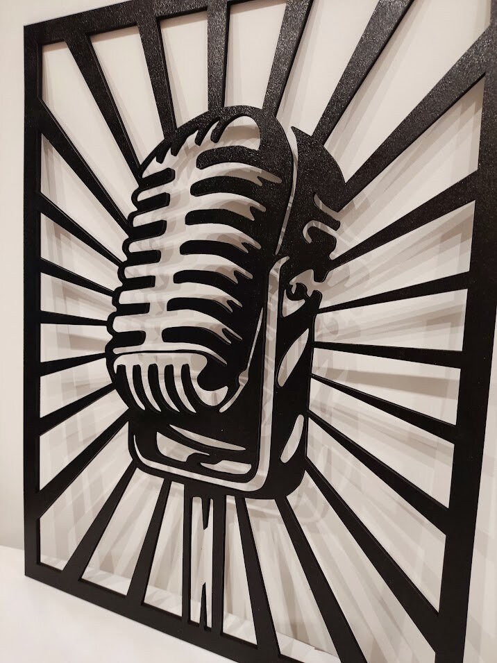 Microphone Wall Panel| Wall Art | Wooden Wall Art | Wooden MDF Panel ...