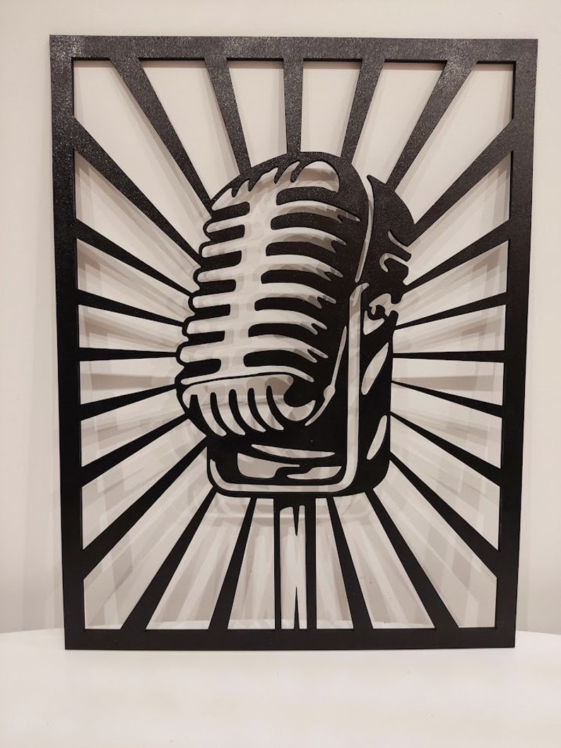 Microphone Wall Panel| Wall Art | Wooden Wall Art | Wooden MDF Panel ...