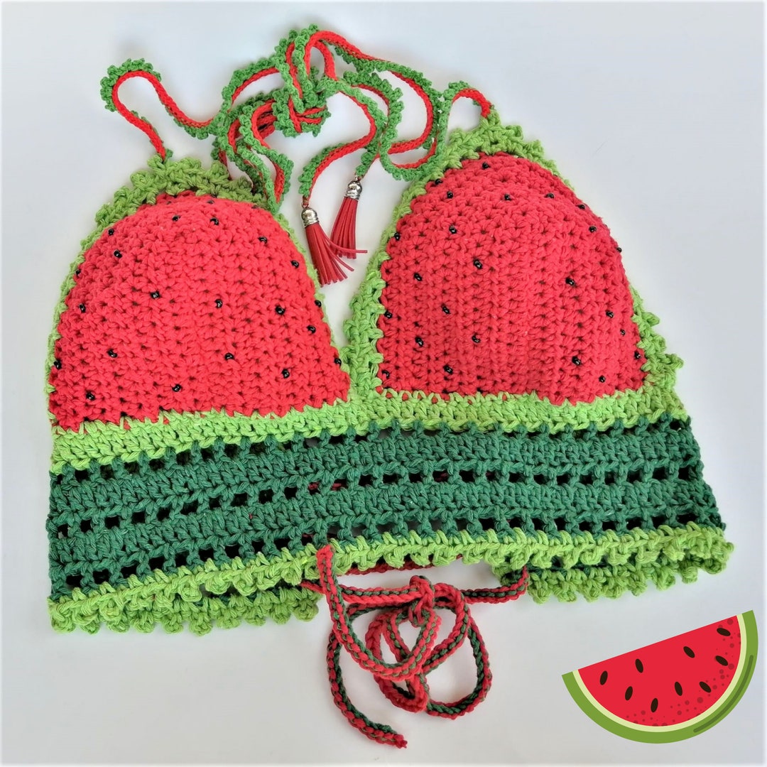 Crochet Watermelon Bikini Top Made To Order Crochet Bikini Bralette