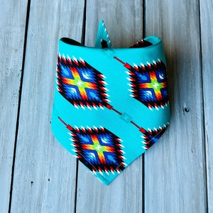 Snap on Turquoise Southwestern Diamonds Dog Bandana, Aztec Dog Bandana ...