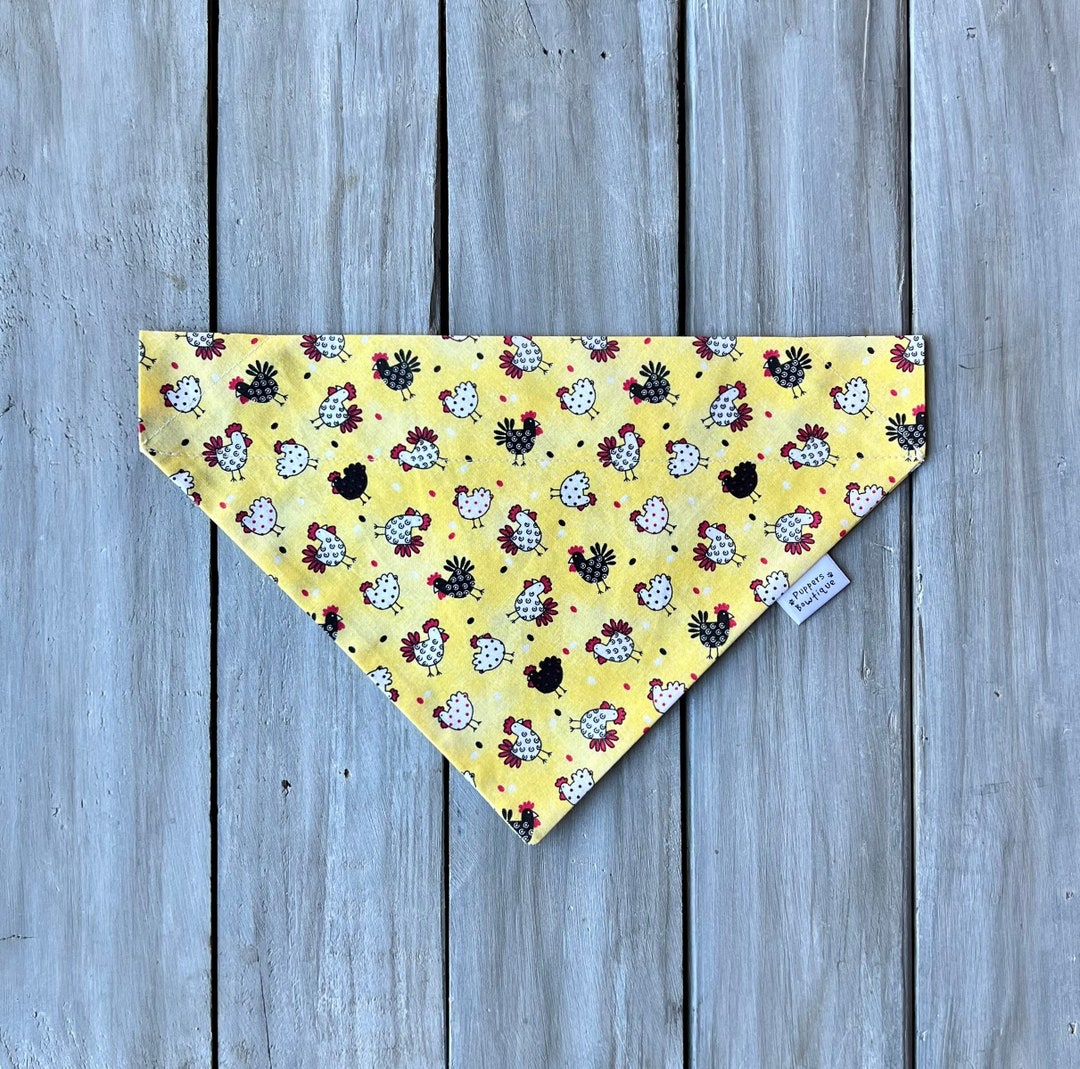 Over the Collar Patterned Chickens Dog Bandana, Chicken Dog Bandana ...