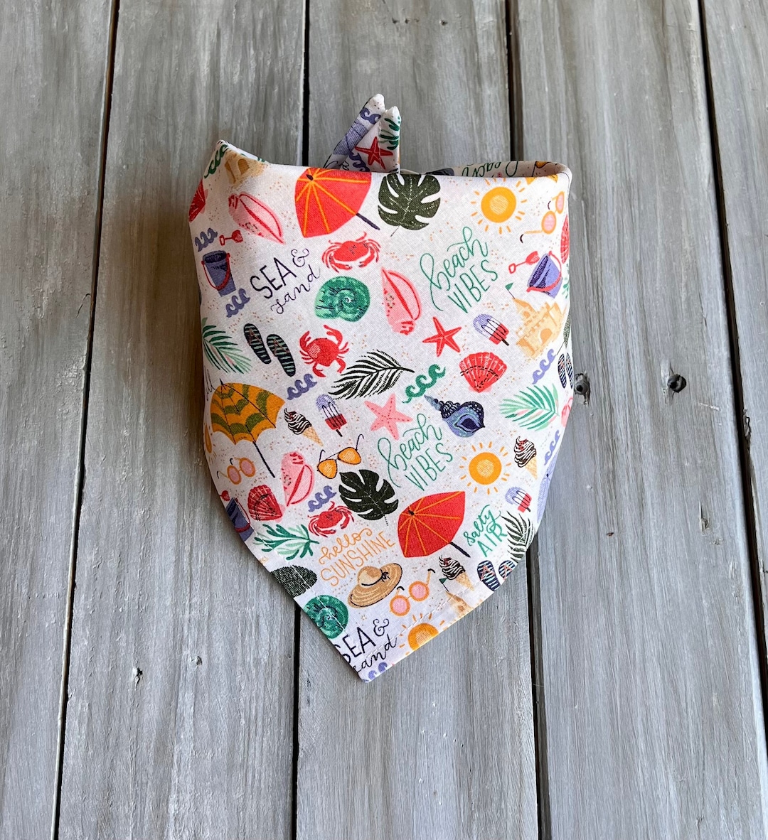 Snap on Beach Vibes Dog Bandana, Sand & Sea Dog Bandana, Beach Bandana ...