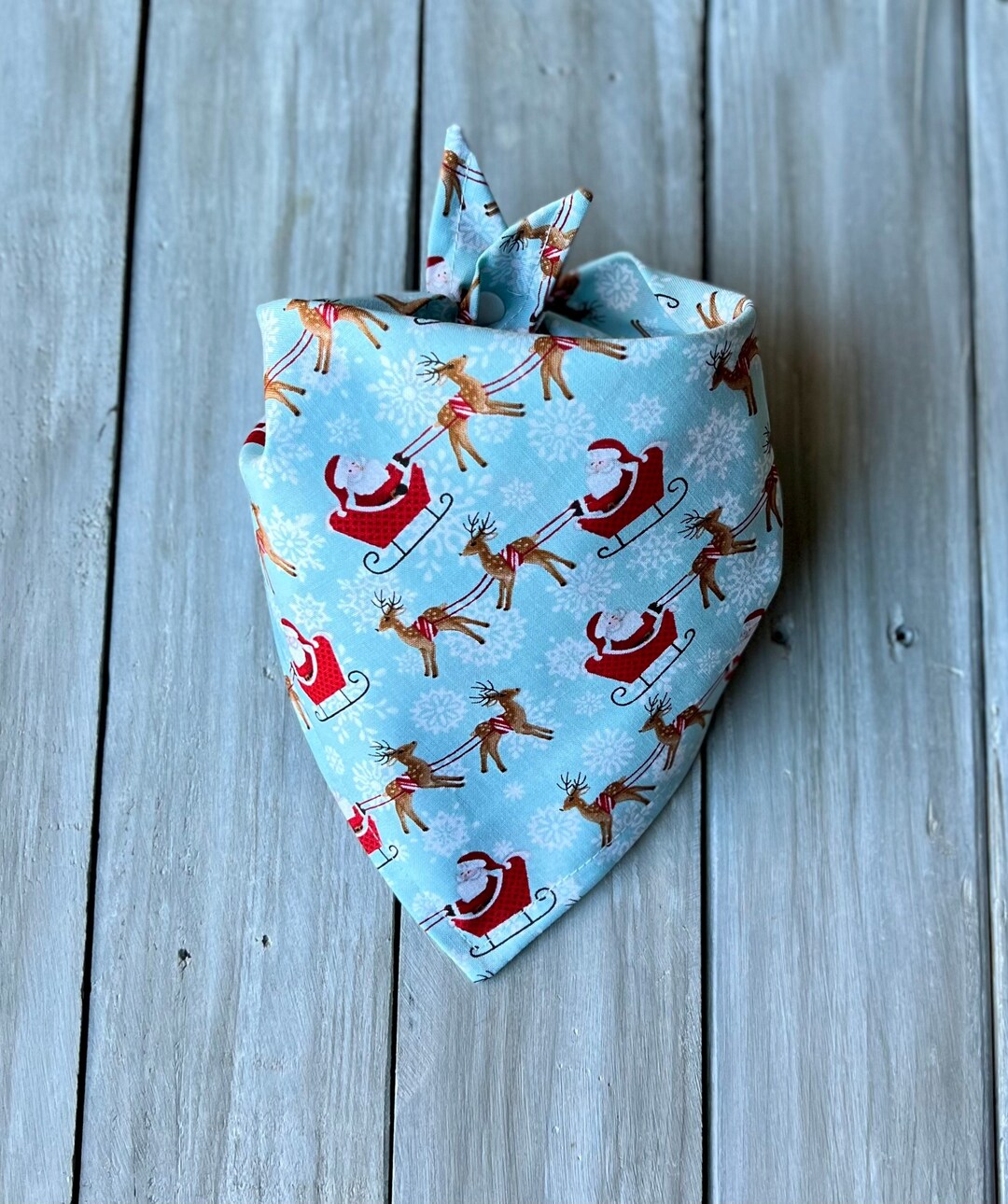 Snap on Santa & Reindeer Dog Bandana, Personalized Santa Dog Bandana ...