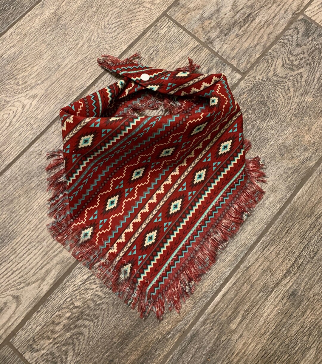 Snap on Fringed Rust Red Western Dog Bandana, Western Dog Bandana ...