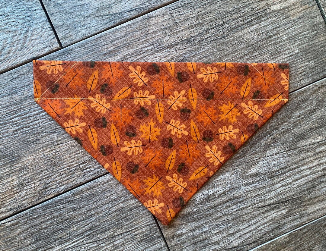 Over the Collar Orange Falling Leaves Dog Bandana, Custom Dog Bandana ...