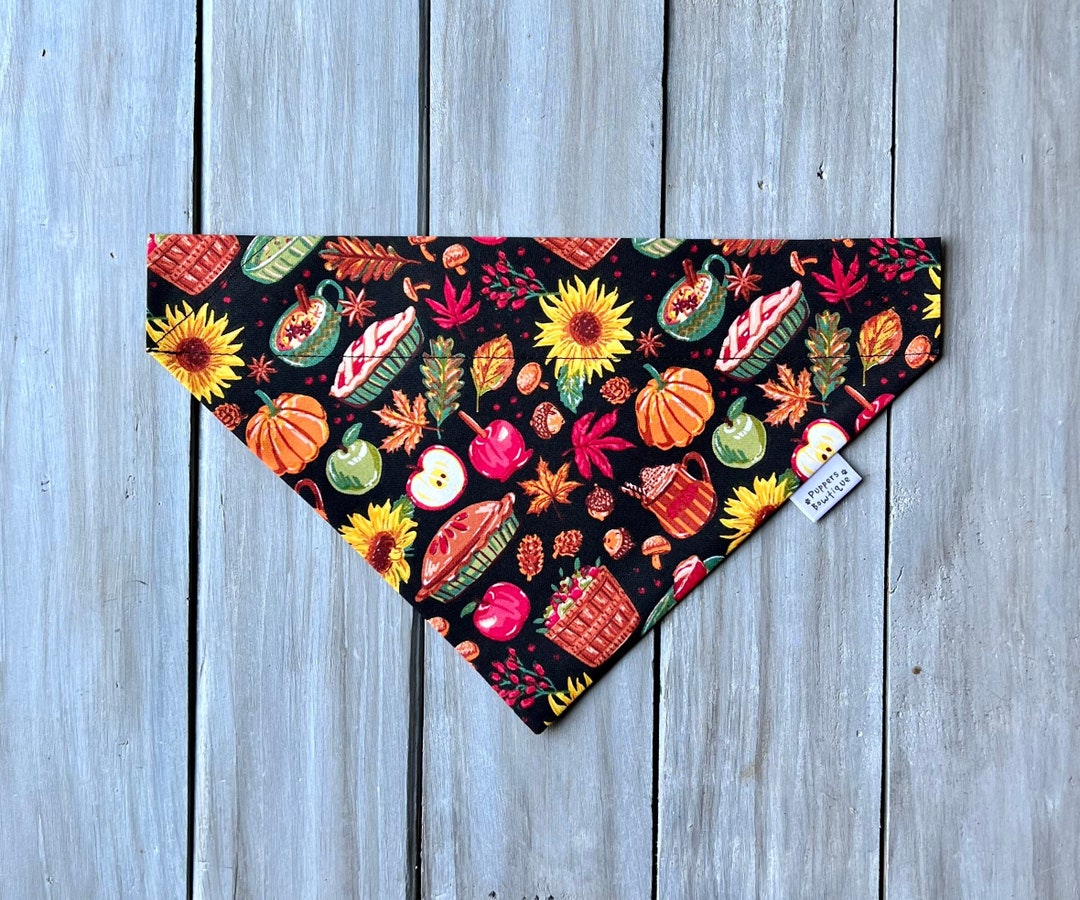 Over the Collar Fall Feast Dog Bandana, Pumpkin Patch Food Dog Bandana ...