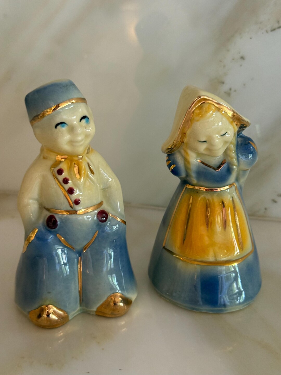 Vintage Shawnee Dutch Kids Salt & Pepper Shakers With Gold Accents - Etsy
