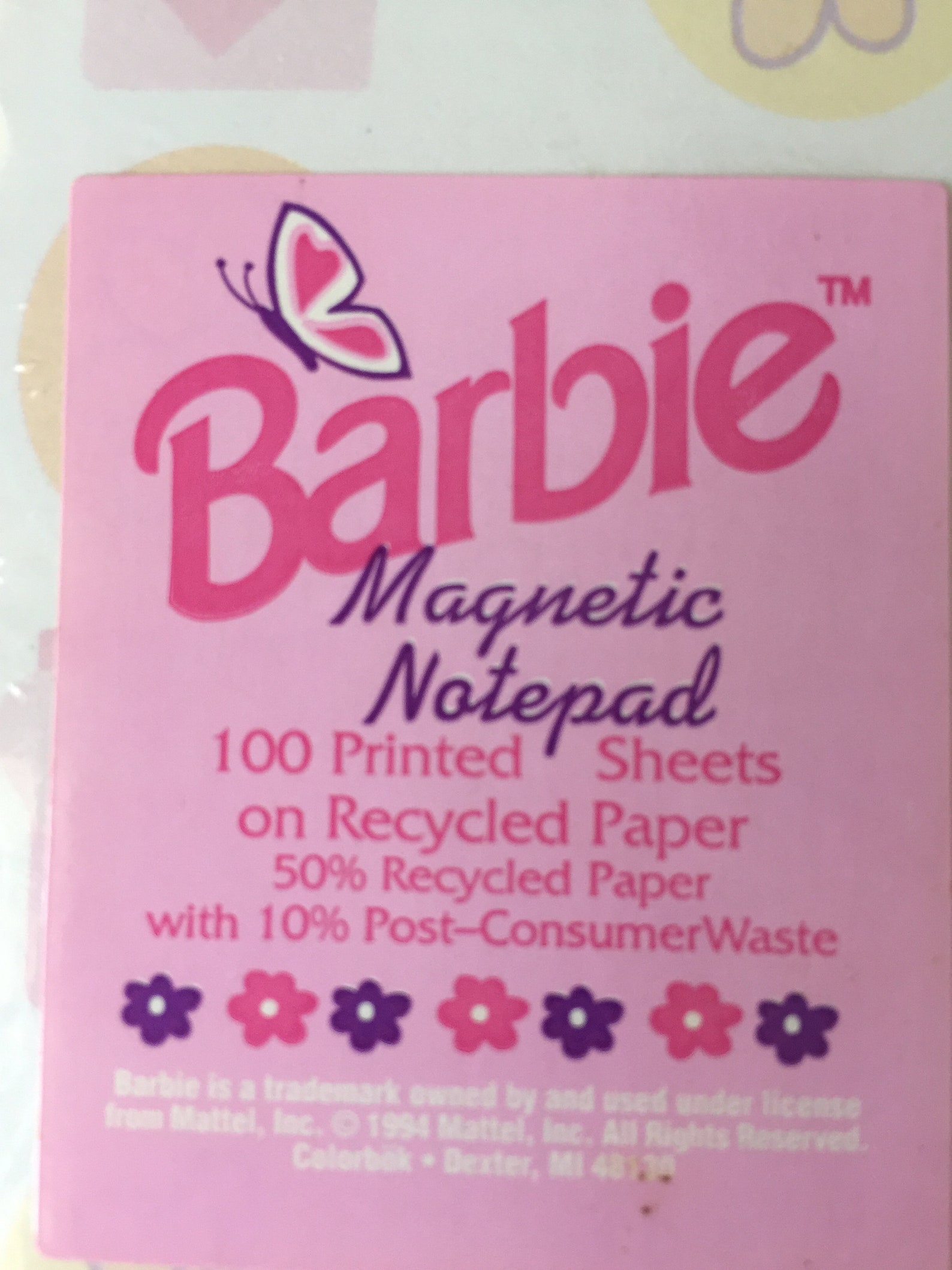 Vintage 1994 Barbie Magnetic Note Pad | Etsy