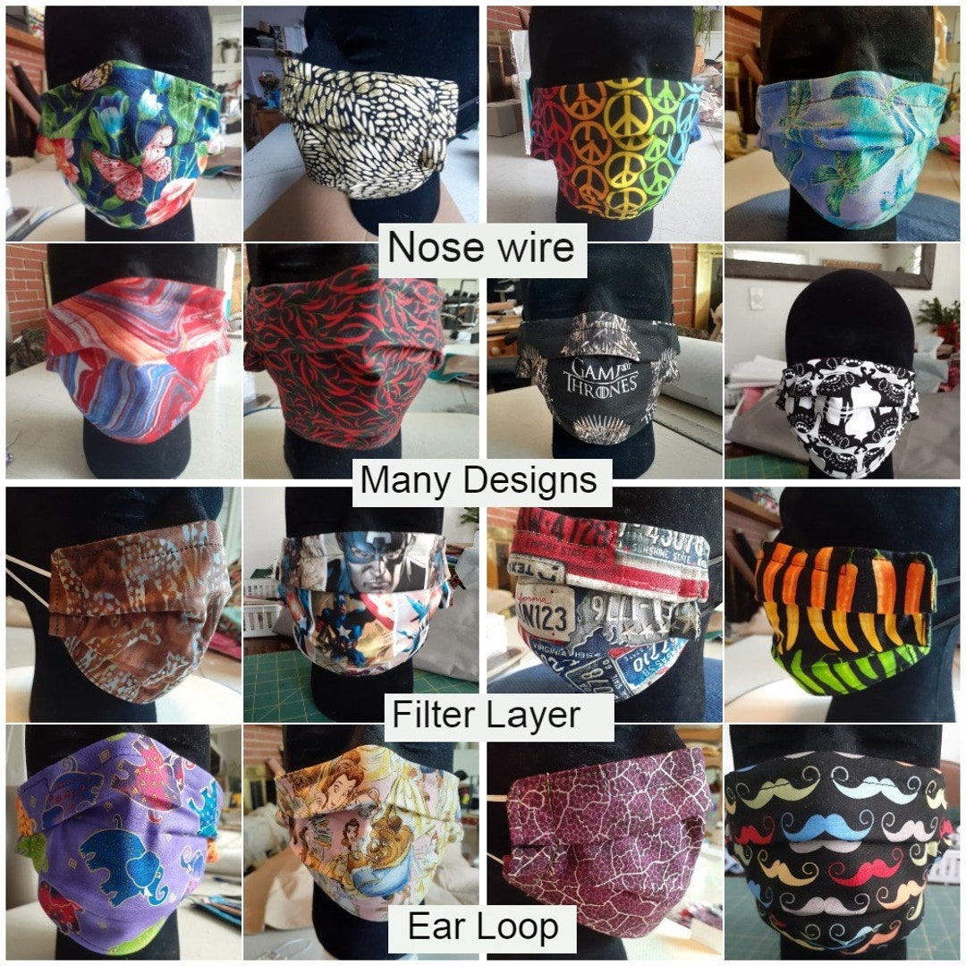 3-layer Facemasks! Various Designs - for Him and Her! Sizes: Kids ...