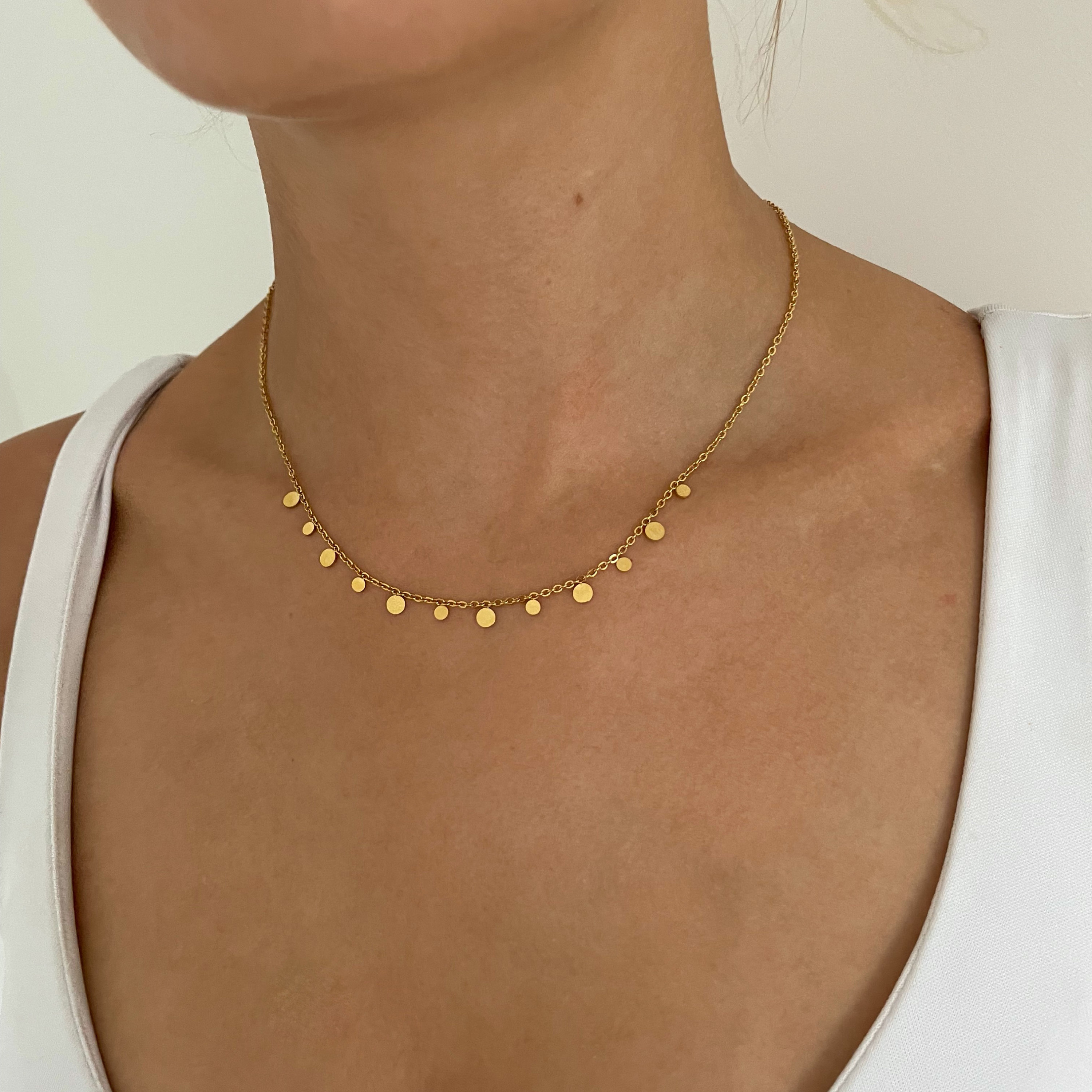 Small Gold Disc Necklace