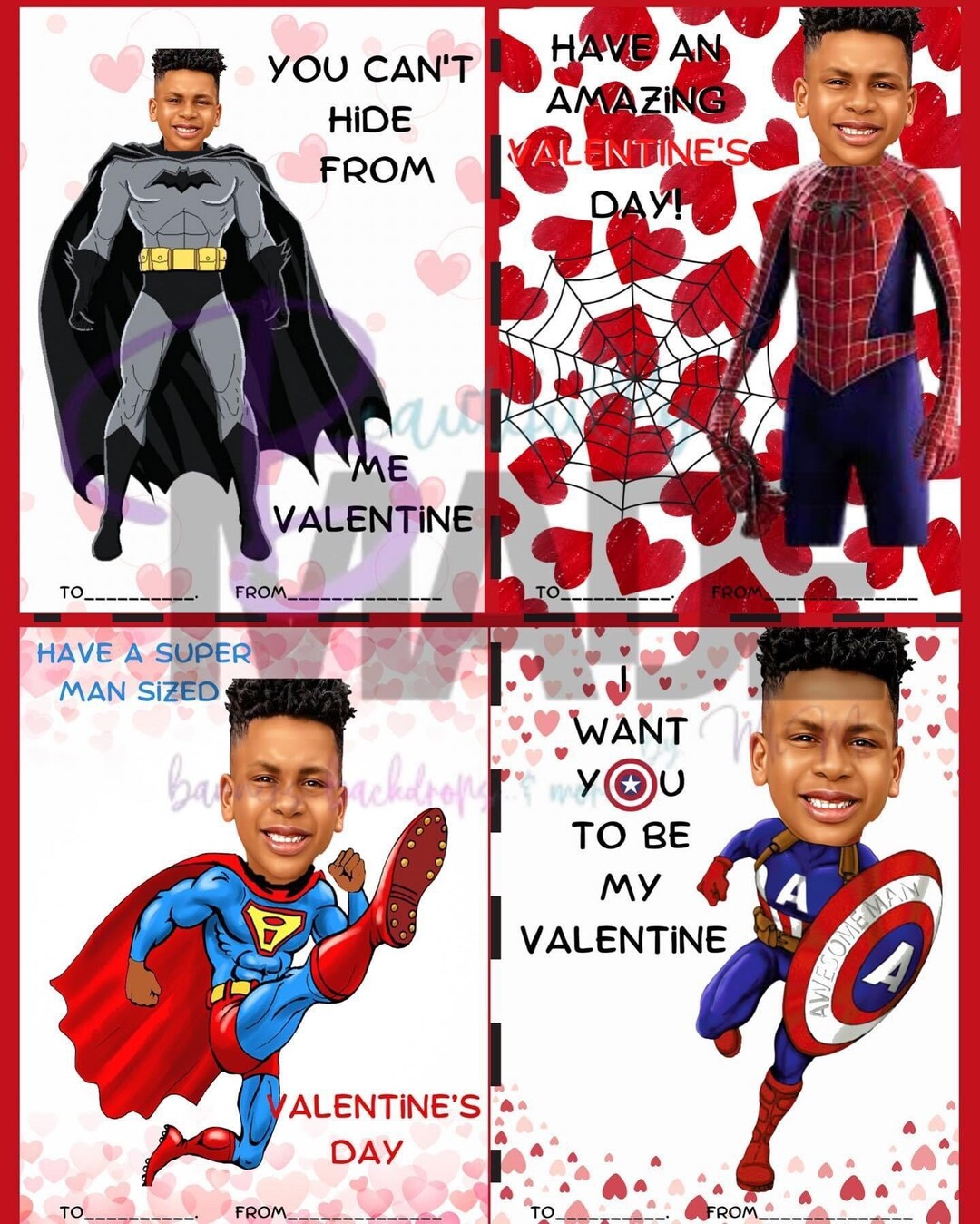 Personalized Valentine's Day Cards With Cartoon Images Superhero and ...