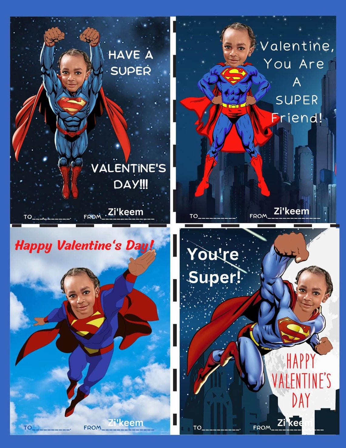 Personalized Valentine's Day Cards With Cartoon Images Superhero and ...