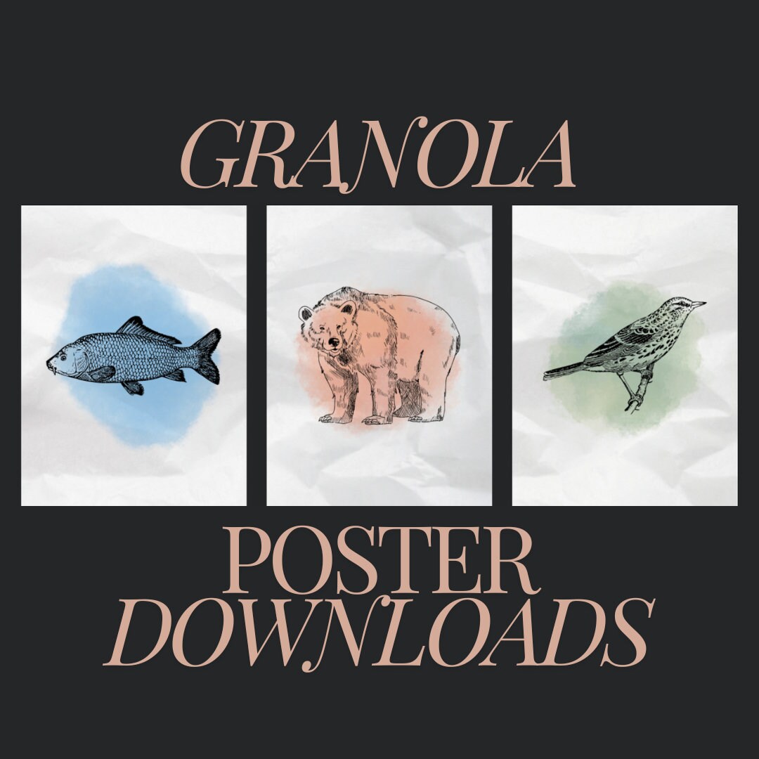 Granola Animal Watercolor Posters - Etsy