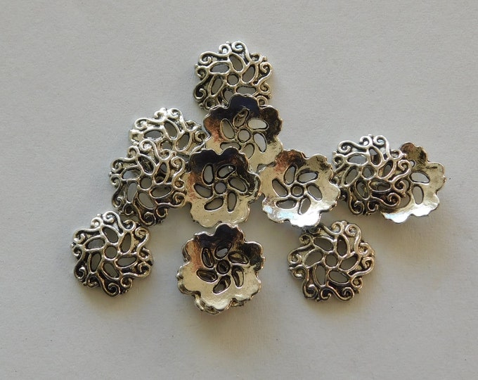 12 Pearl Caps Silver - Etsy