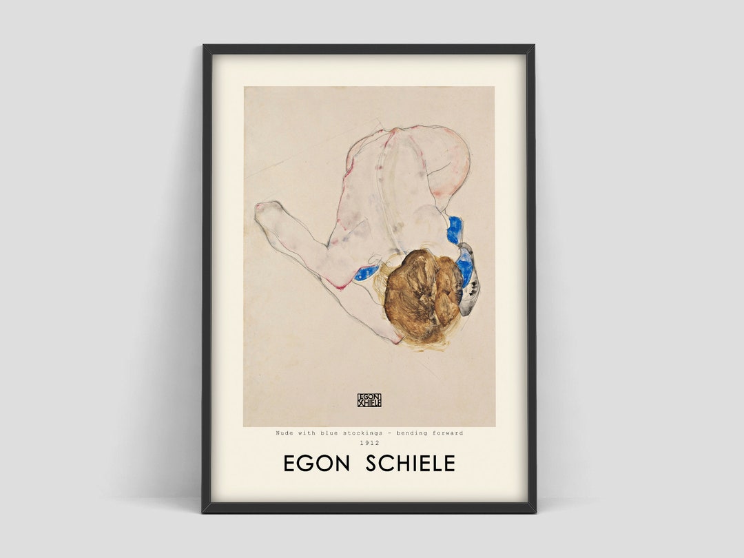 Egon Schiele Poster, Seated Woman With Blue Stockings, Egon Schiele ...
