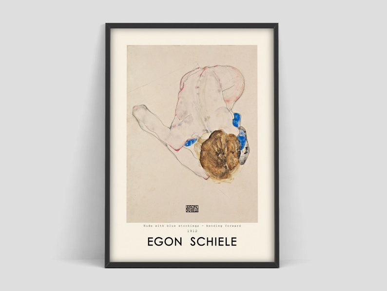 Egon Schiele poster Seated woman with Blue Stockings Egon | Etsy