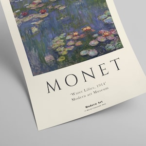 Claude Monet Poster, Monet Water Lilies, Museum of Modern Art ...