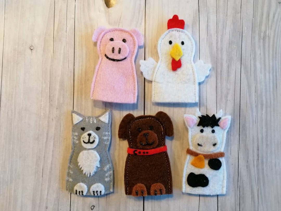 Finger Puppet Set With 5 Farm Animals Made of Felt Fabric - Etsy