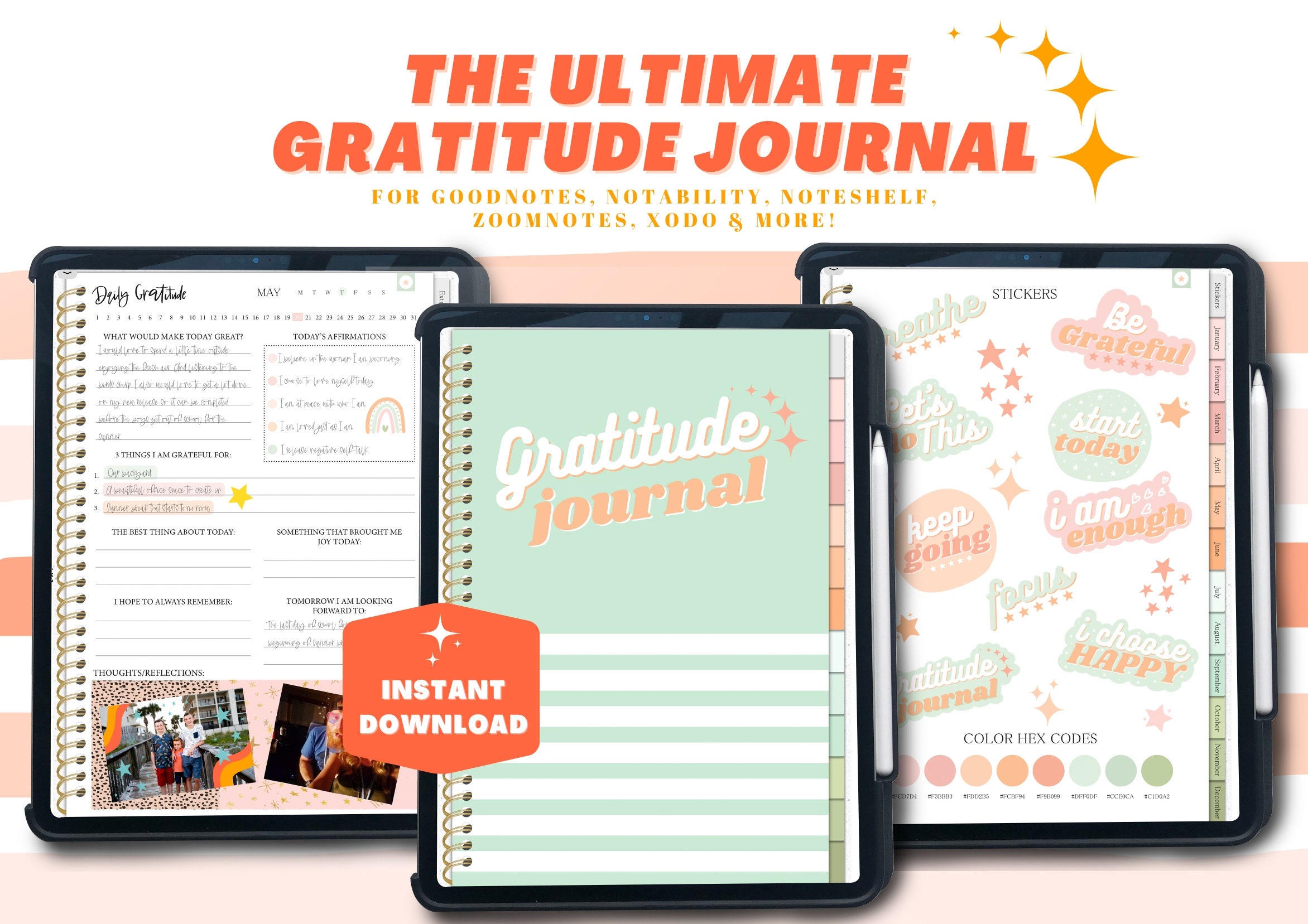 Digital Gratitude Journal/Daily Journal/Mindfulness | Etsy