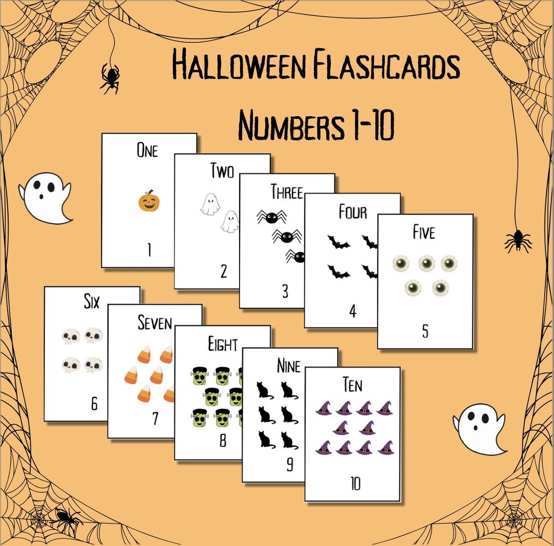 Halloween Counting Flashcards Numbers 1-10 | Digital PDF Download ...