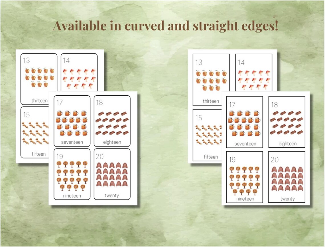 Fall Number Flashcards 1-20: Printable Autumn Math (PDF Download) - Etsy