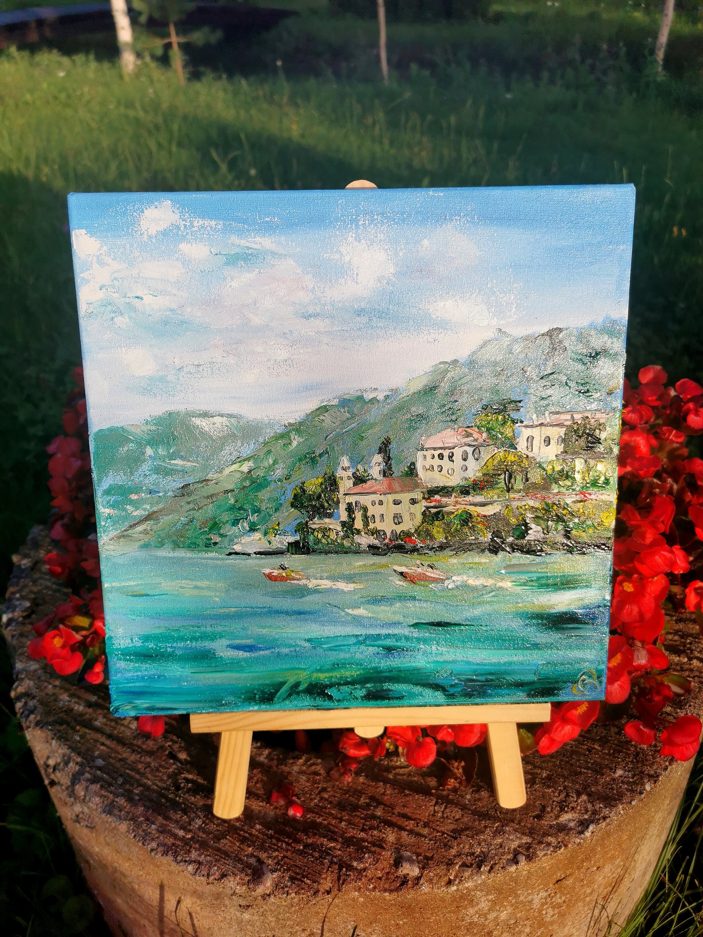 Italy Painting Original Art Plein Air Lake Como Painting Textured ...